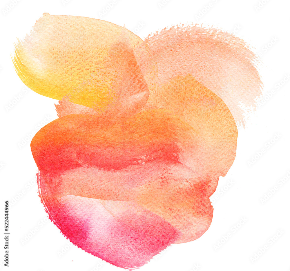 pink and orange watercolor stain brush stroke frame isolated on white ...