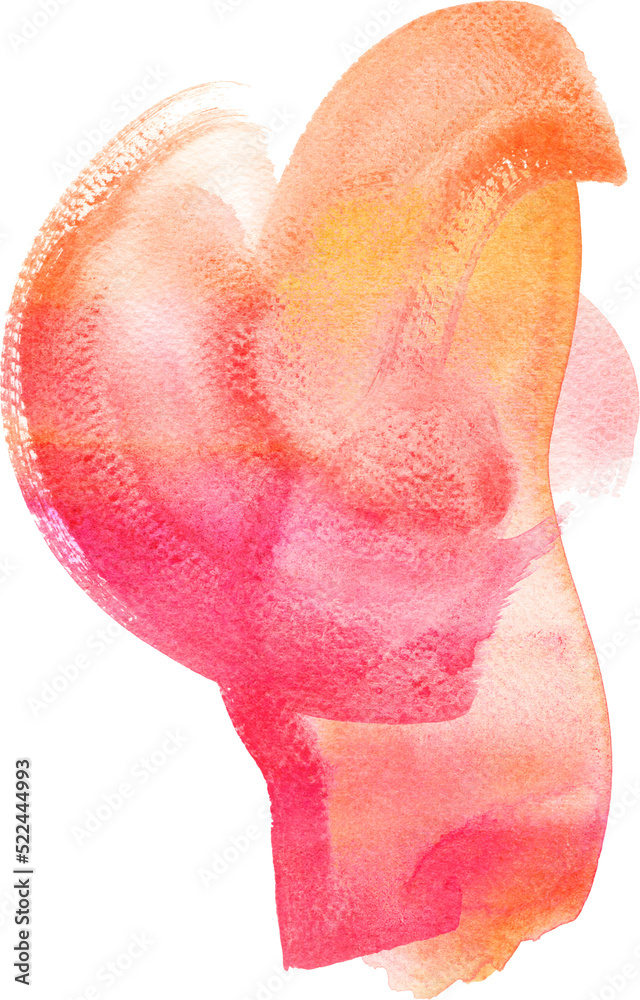 pink and orange watercolor stain brush stroke frame isolated on white ...