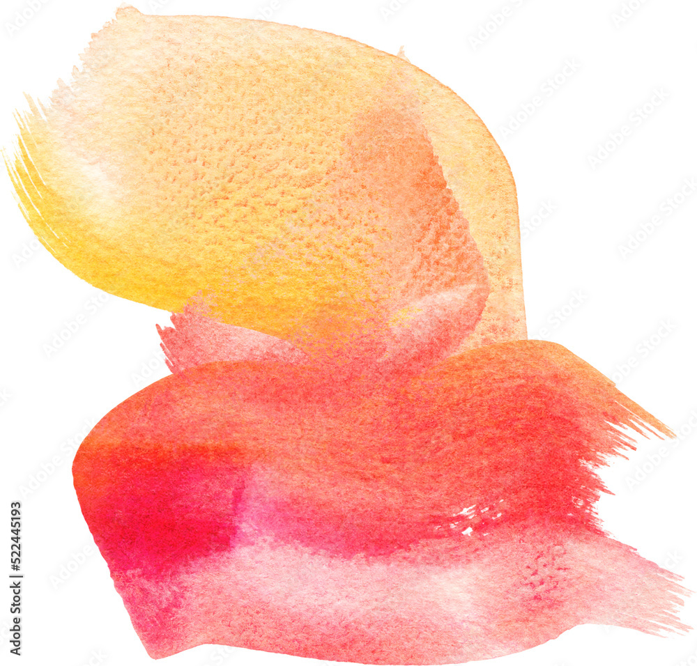 pink and orange watercolor stain brush stroke frame isolated on white ...
