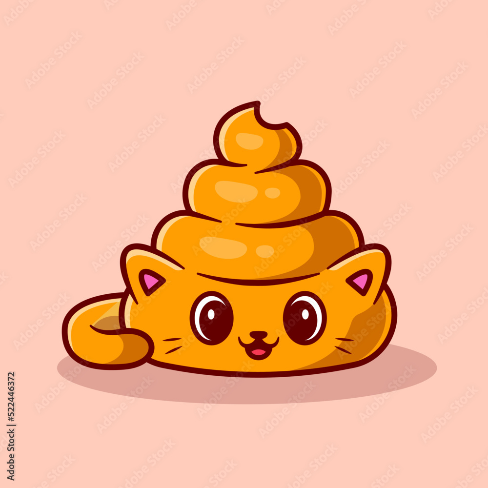 Cute Cat Poop Cartoon Vector Icon Illustration. Animal Nature Icon ...