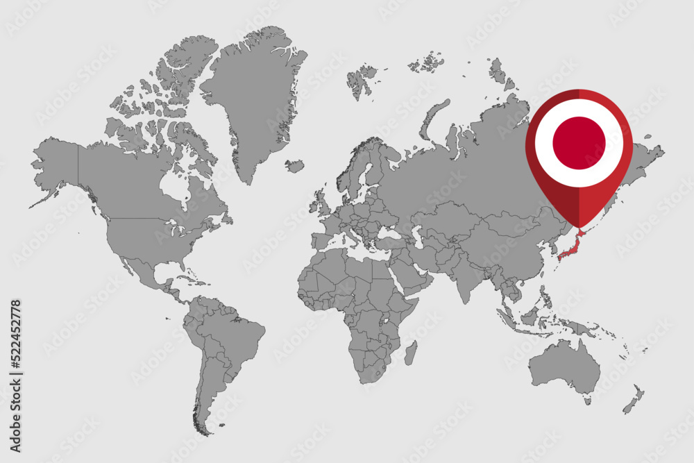 Pin map with Japan flag on world map.Vector illustration. Stock Vector ...