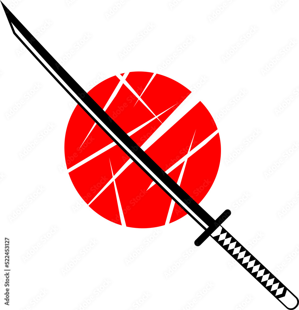 Katana sword samurai ronin slash red circle japanese style tattoo png icon design. Stock ...