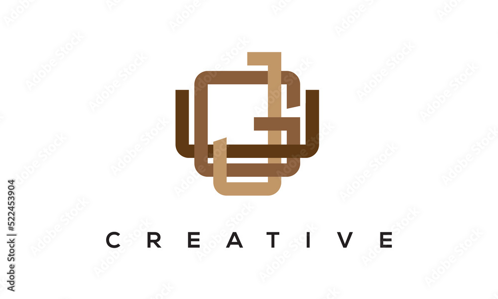 initial JGU, UGJ letters monogram, three letters creative modern ...
