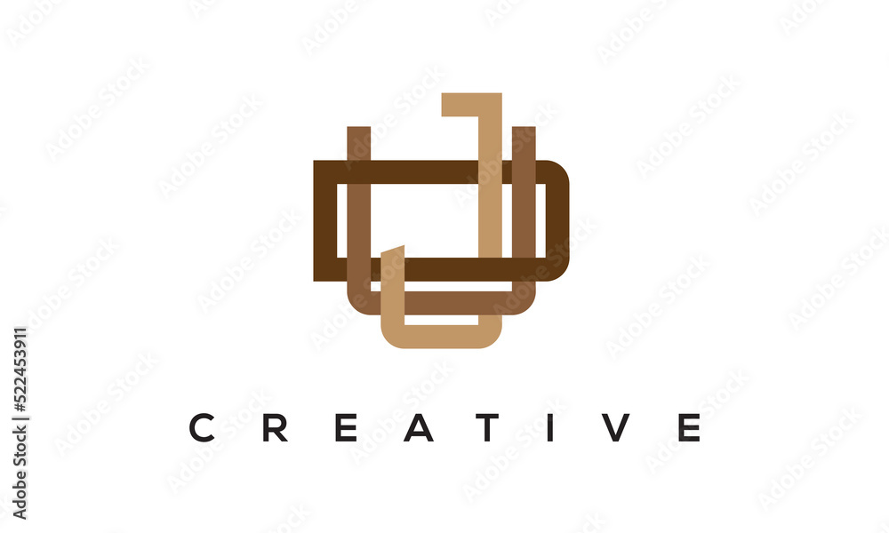 initial JUD, DUJ letters monogram, three letters creative modern ...