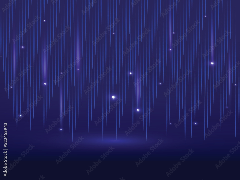 Abstract Technology Background With Downward Shiny Lines In Blue Color ...