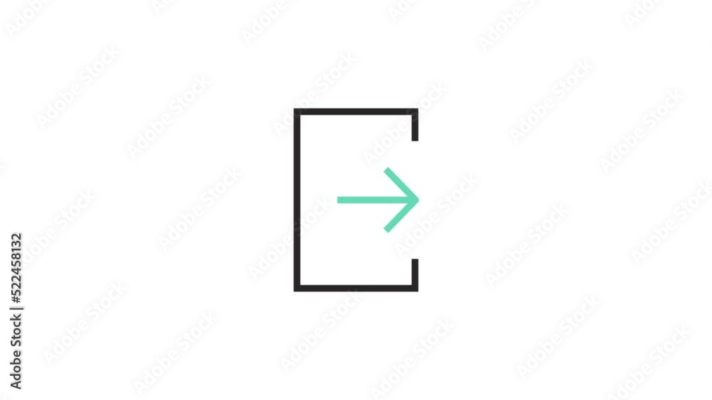 Linear animated exit sign with arrow and door. Exit concept icon. Loop ...