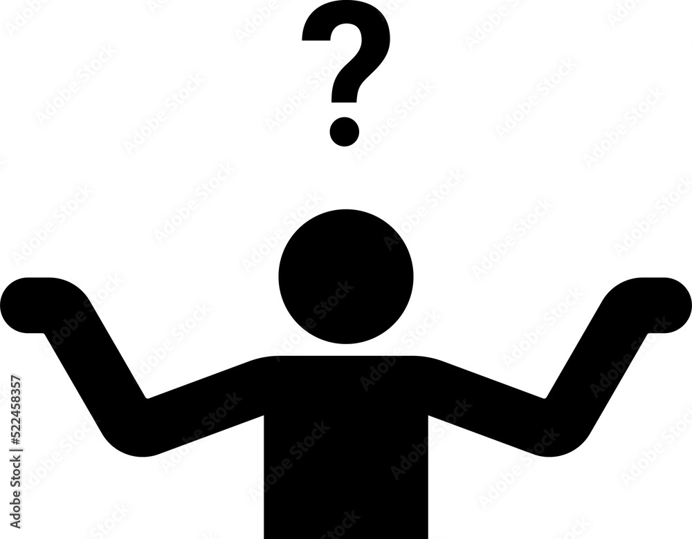 Stick Figure Man Question Mark Icon Silhouette Pictogram Stock ...
