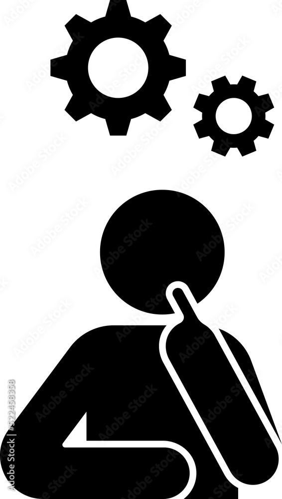 Thinking Stick Figure Man Icon Silhouette Pictogram Stock Illustration ...