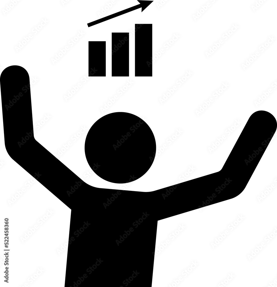 Happy Successful Stick Figure Man Icon Silhouette Pictogram Stock ...
