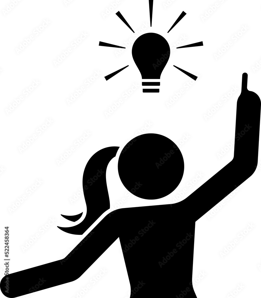 Idea Light Bulb Stick Figure Icon Silhouette Pictogram Stock ...