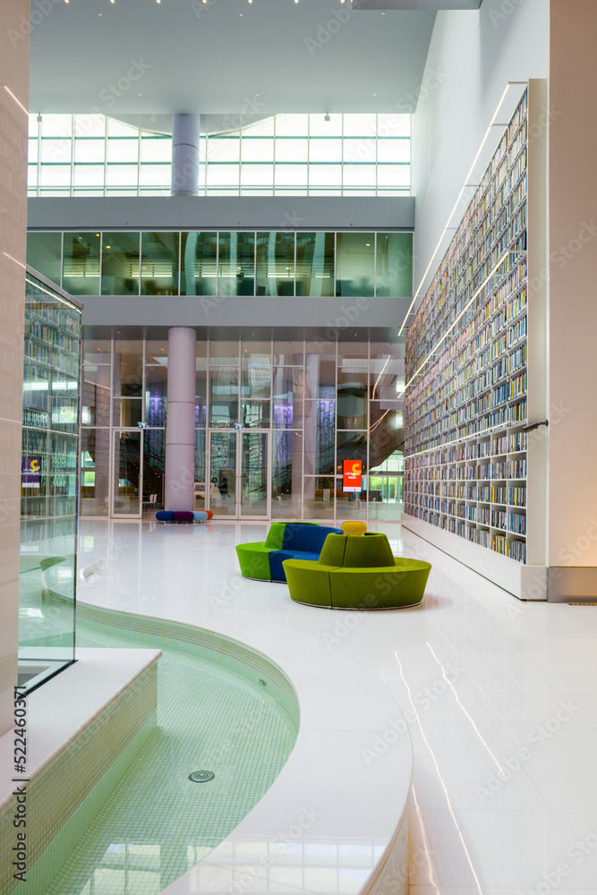 Bookshelves at the Mohammed Bin Rashid Library in Dubai Stock Photo ...