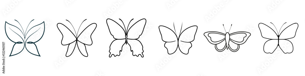 Butterfly icon vector set. Insects sign collection. Nature symbol or ...