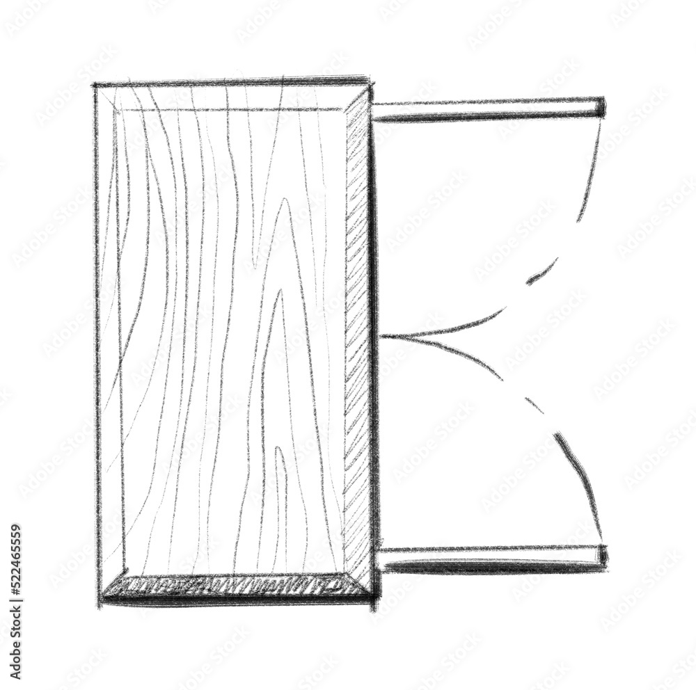 cabinet house furniture plan top view hand drawn layout illustration ...