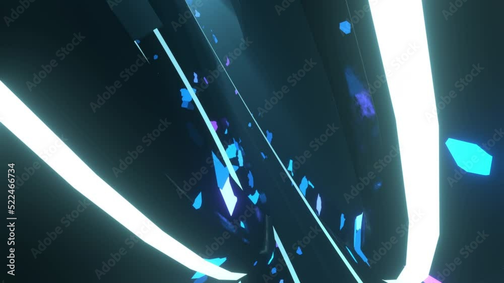 Scifi graphic ai tunnel with round circle neon loop, illuminated with ...