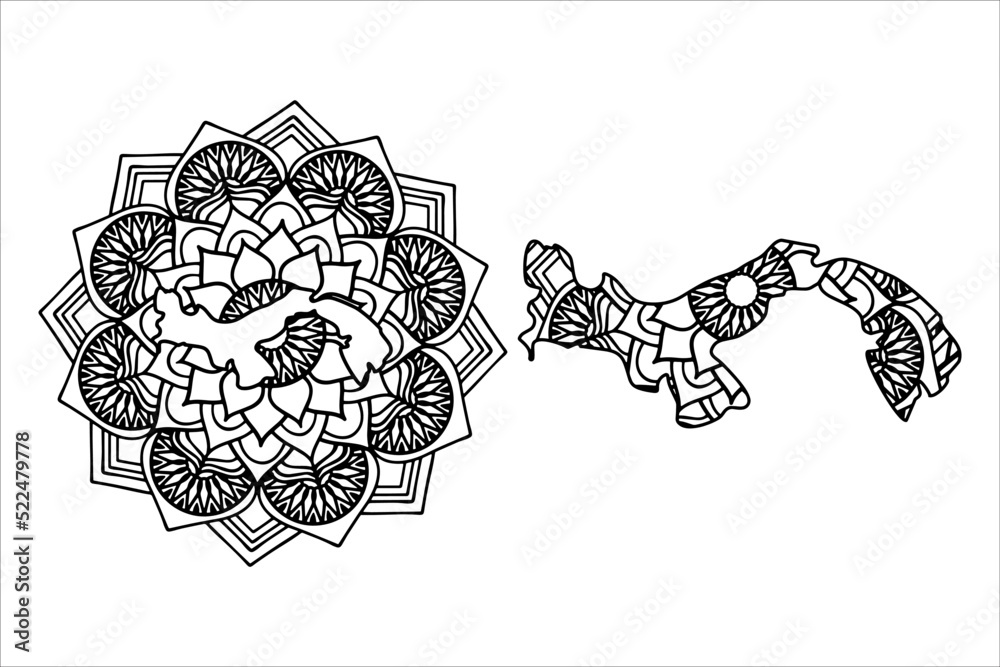 Mandala cut file creative silhouettes set on white background. Map of ...