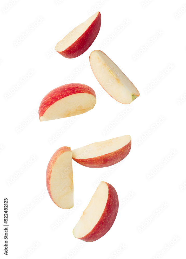 Cutout of falling red apple slice. Stock Photo | Adobe Stock