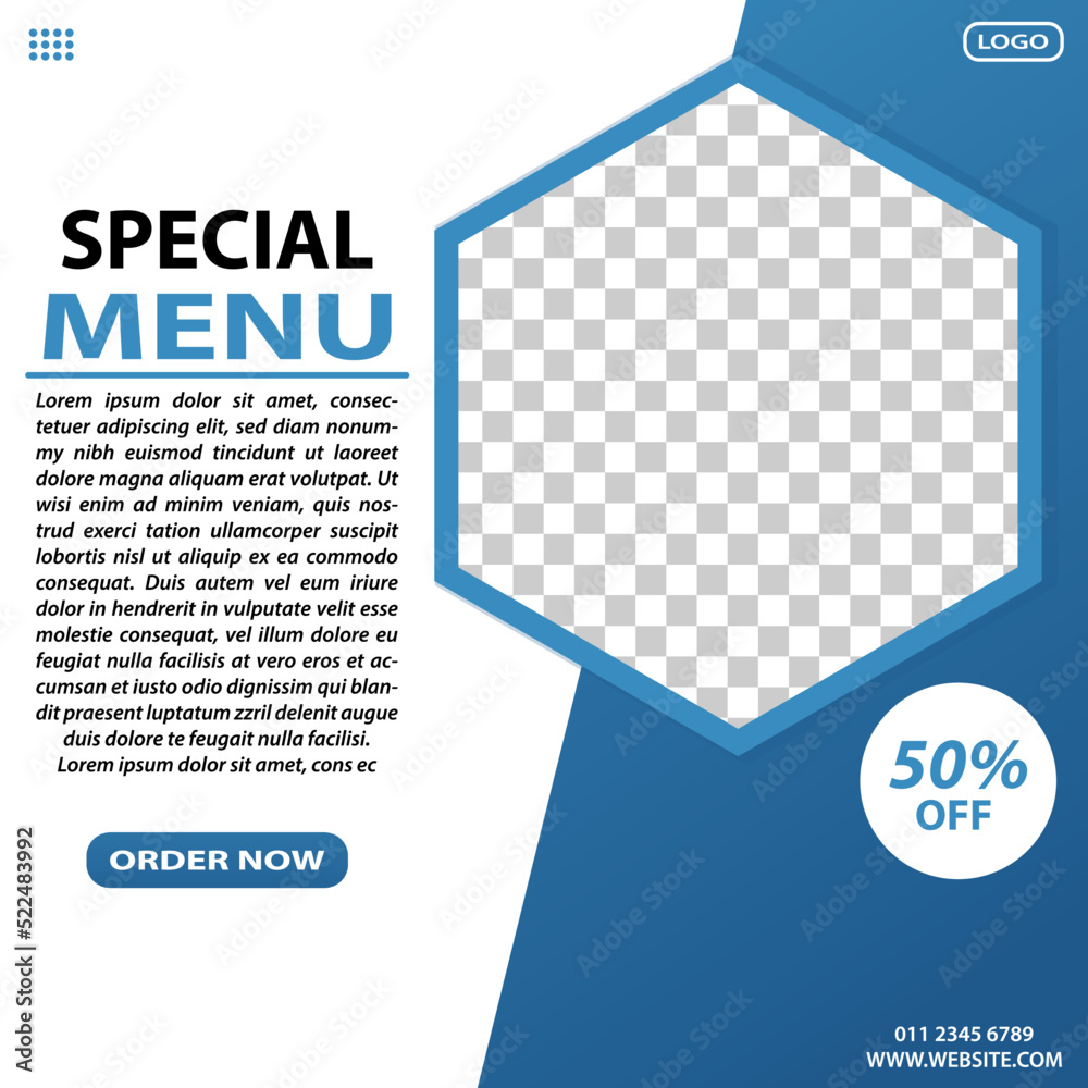 Editable food menu sale template with free space for picture. Perfect ...