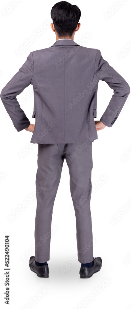 Rear view of young asian businessman in suit with confident png ...
