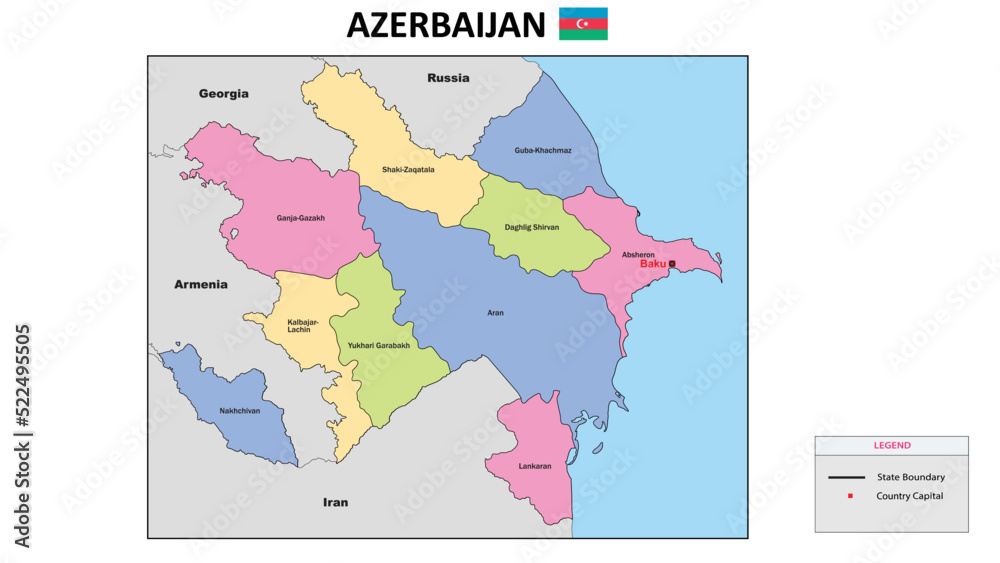 Fototapeta mapa świata dla dzieci Azerbaijan Map. State and district ... Fototapeta mapa świata dla dzieci Azerbaijan Map. State and district ...
