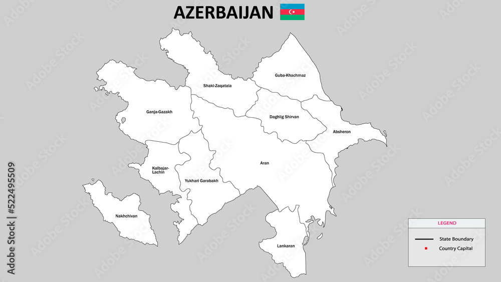 Fototapeta mapa świata dla dzieci Azerbaijan Map. State and district ... Fototapeta mapa świata dla dzieci Azerbaijan Map. State and district ...