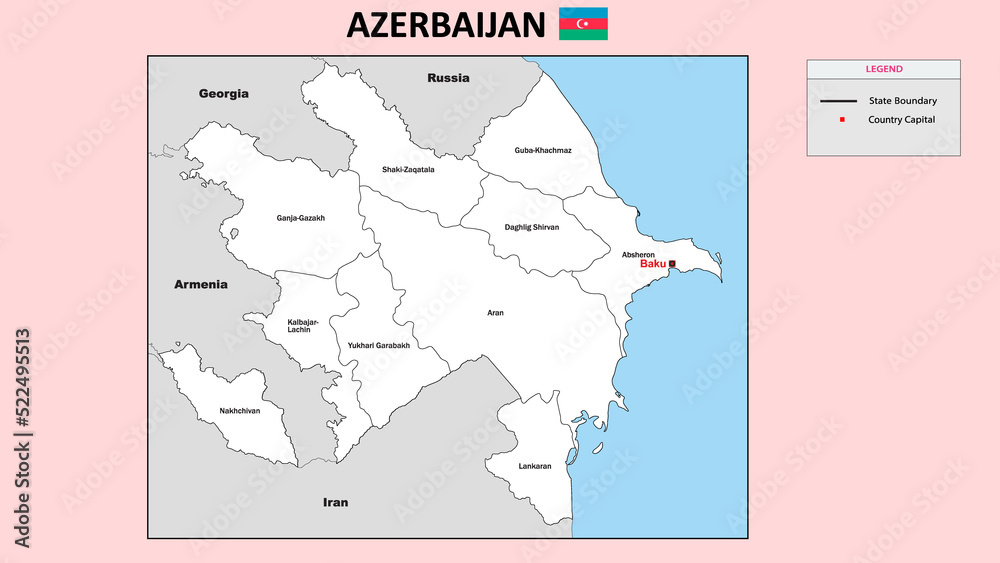 Fototapeta mapa świata dla dzieci Azerbaijan Map. State and district ... Fototapeta mapa świata dla dzieci Azerbaijan Map. State and district ...