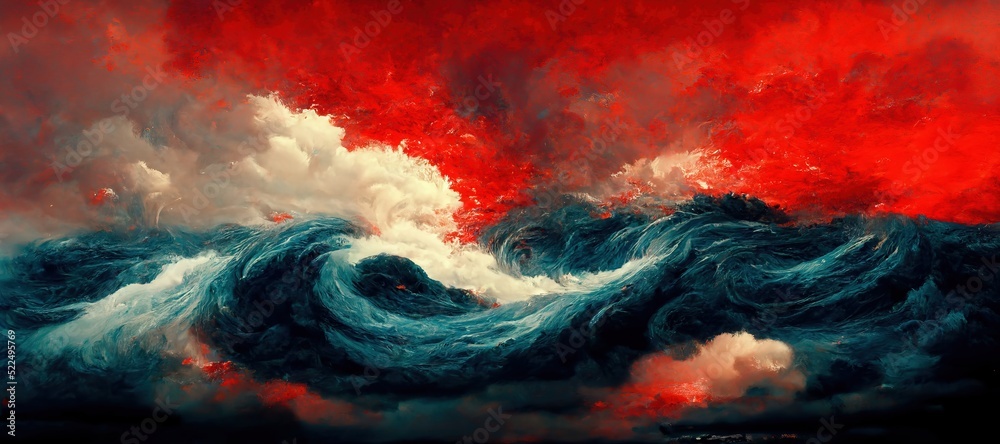 Wrath of nature, impossibly turbulent surreal hurricane storm with huge ...