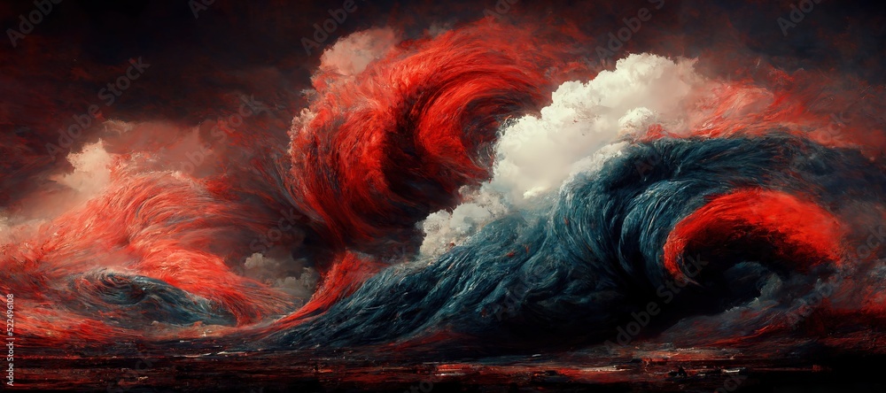 Wrath of nature, impossibly turbulent surreal hurricane storm with huge ...