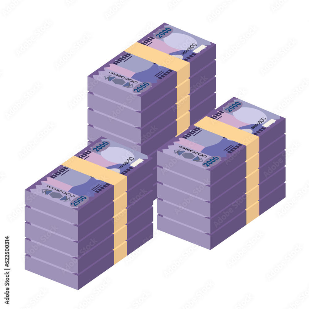 Rwanda Franc Vector Illustration. Rwandan money set bundle banknotes ...