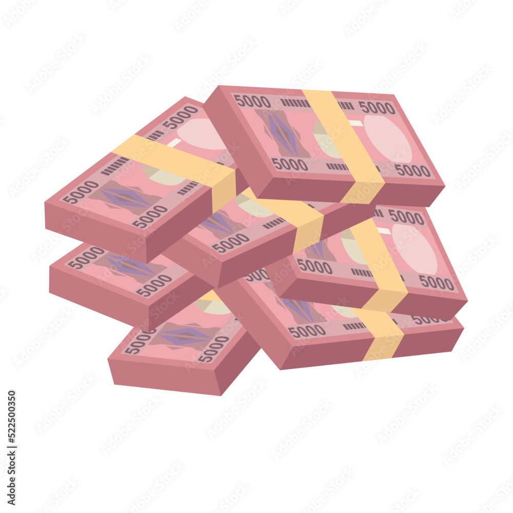 Rwanda Franc Vector Illustration. Rwandan money set bundle banknotes ...