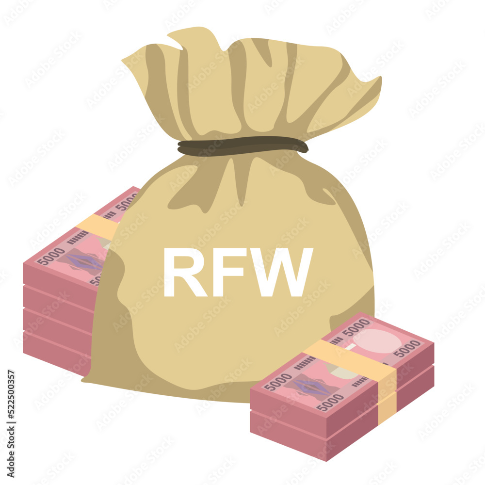 Rwanda Franc Vector Illustration. Rwandan money set bundle banknotes ...