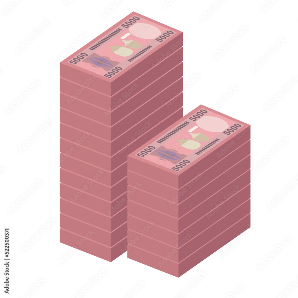 Rwanda Franc Vector Illustration. Rwandan money set bundle banknotes ...