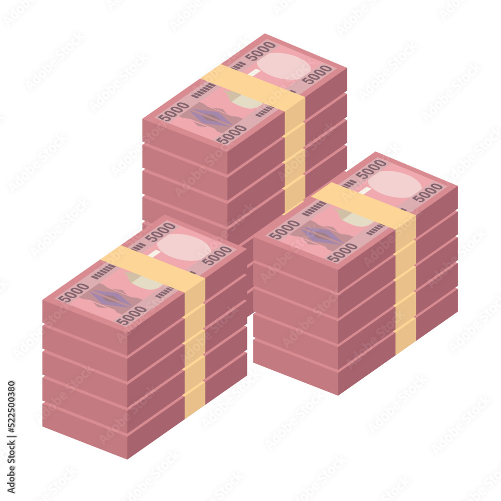 Rwanda Franc Vector Illustration. Rwandan money set bundle banknotes ...