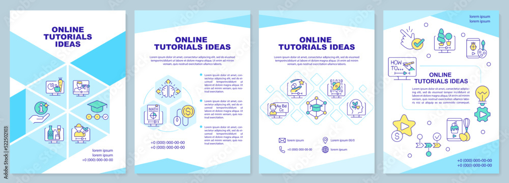Online tutorials ideas turquoise brochure template. Leaflet design with ...