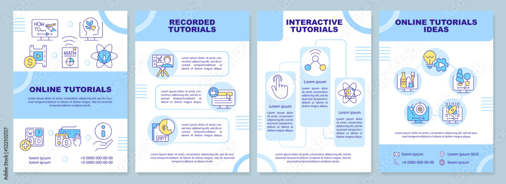 Online tutorials brochure template. Educational content. Leaflet design ...