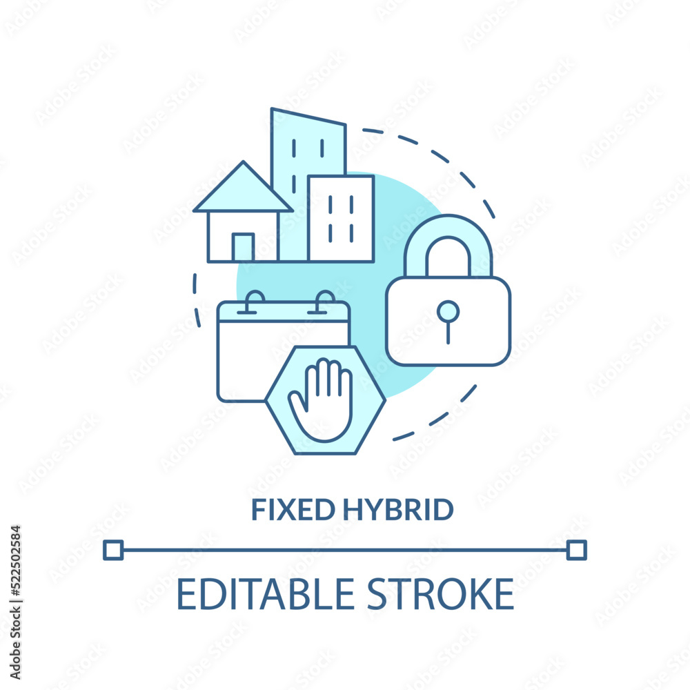 Fixed hybrid turquoise concept icon. Workflow management. Hybrid work ...