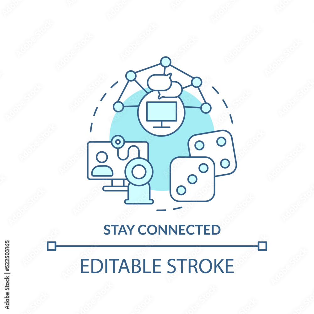 Stay connected turquoise concept icon. Communication. Remote work ...
