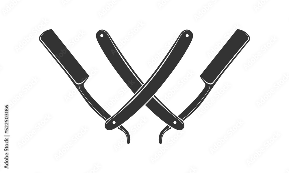 Crossed razors icon. Straight razors for shaving graphic sign isolated ...