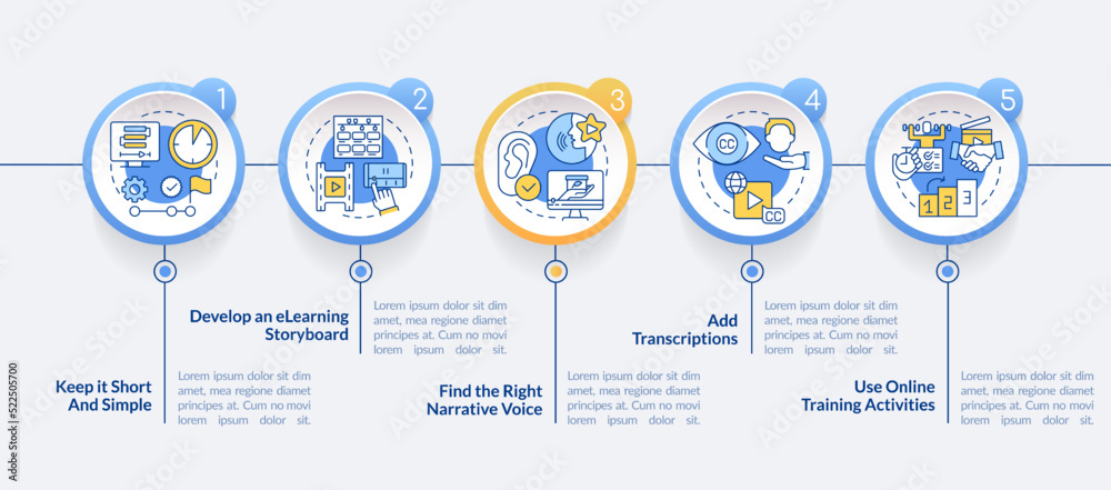 Sales online training videos circle infographic template. Data ...