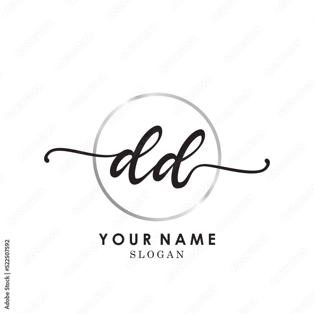 DD Handwriting Initial Logo Letter Design Vector Logo With Circle ...