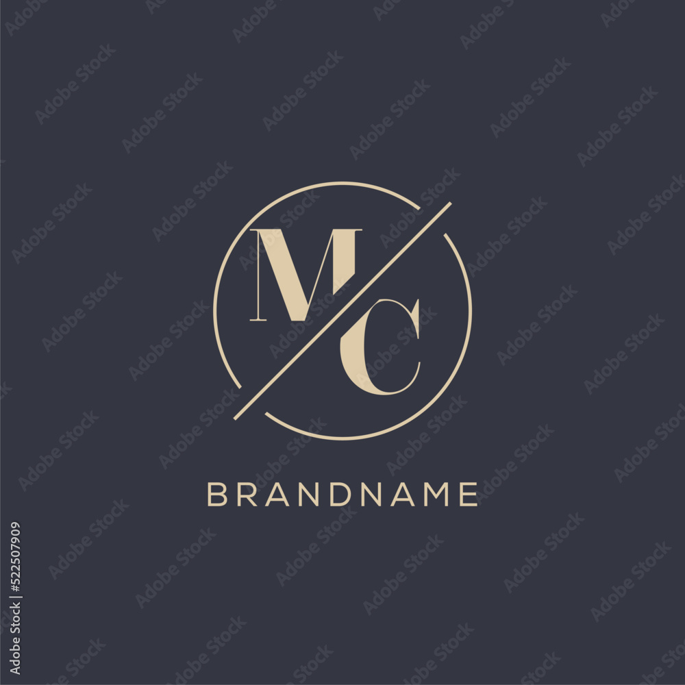 Initial letter MC logo with simple circle line, Elegant look monogram ...