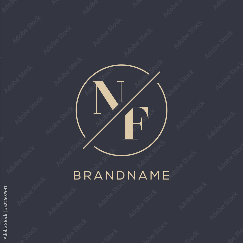 Initial letter NF logo with simple circle line, Elegant look monogram ...