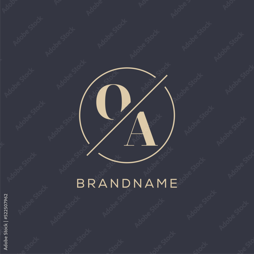 Initial letter OA logo with simple circle line, Elegant look monogram ...