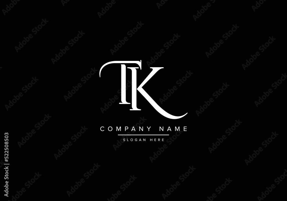 Letter TK monogram logo. mockup thin line art vector Stock Vector ...