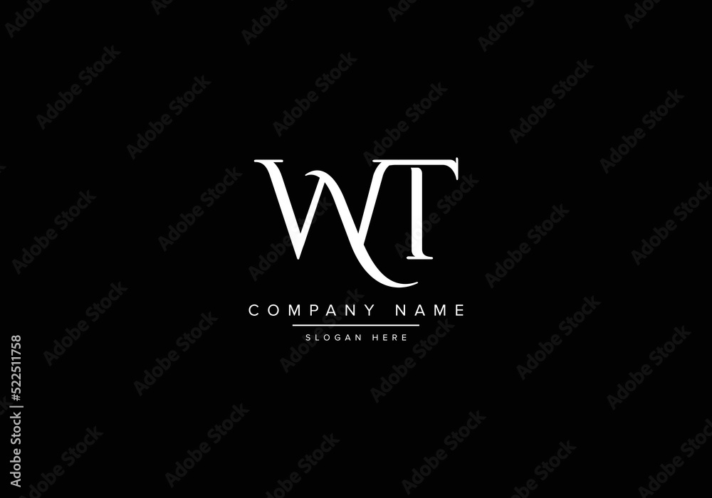Letter WT monogram logo. mockup thin line art vector Stock Vector ...
