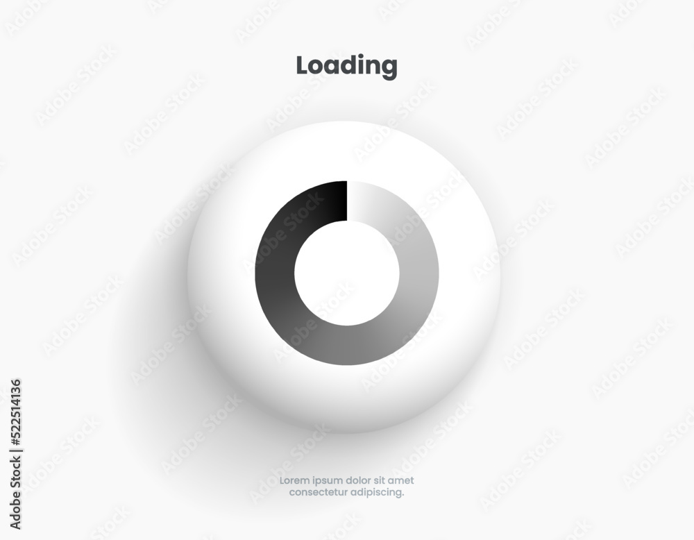 3d loading icons. Waiting symbol sign. Round circle process, load, progress bar for upload ...