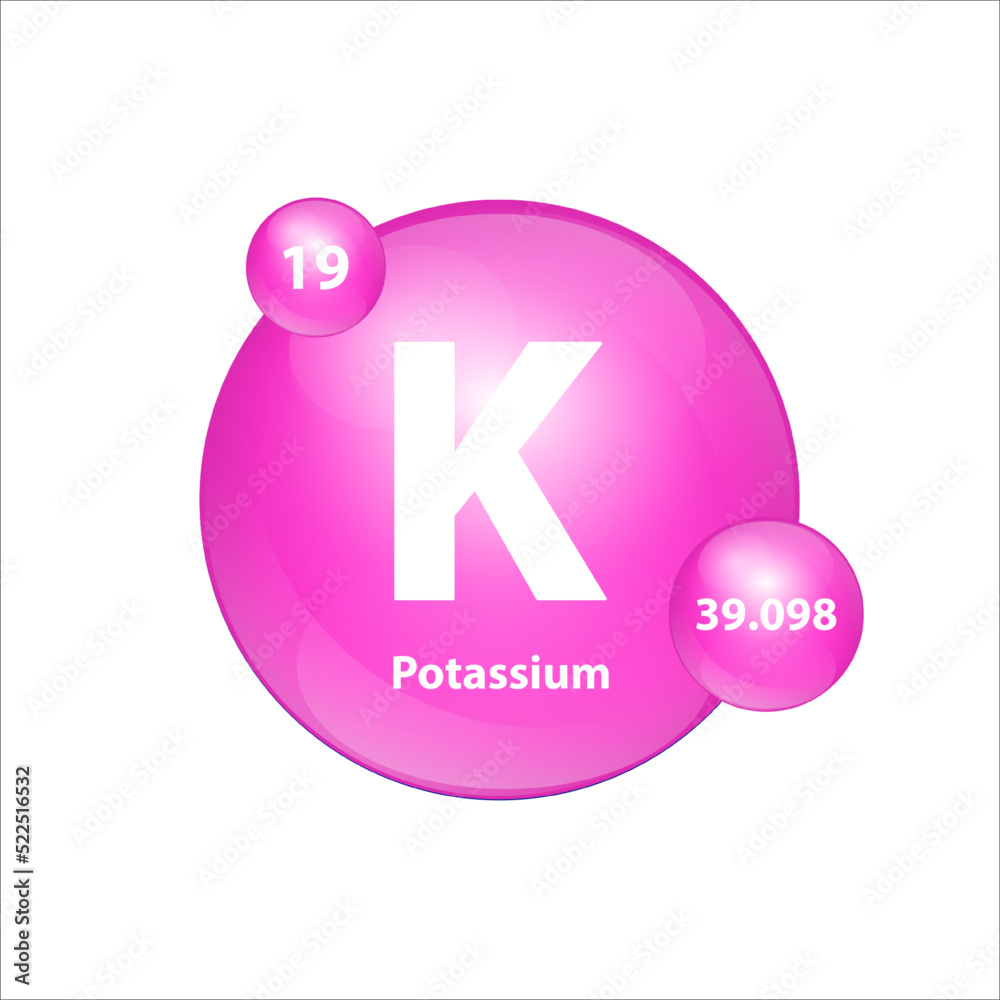 Potassium, Kalium (k) icon structure chemical element round shape ...