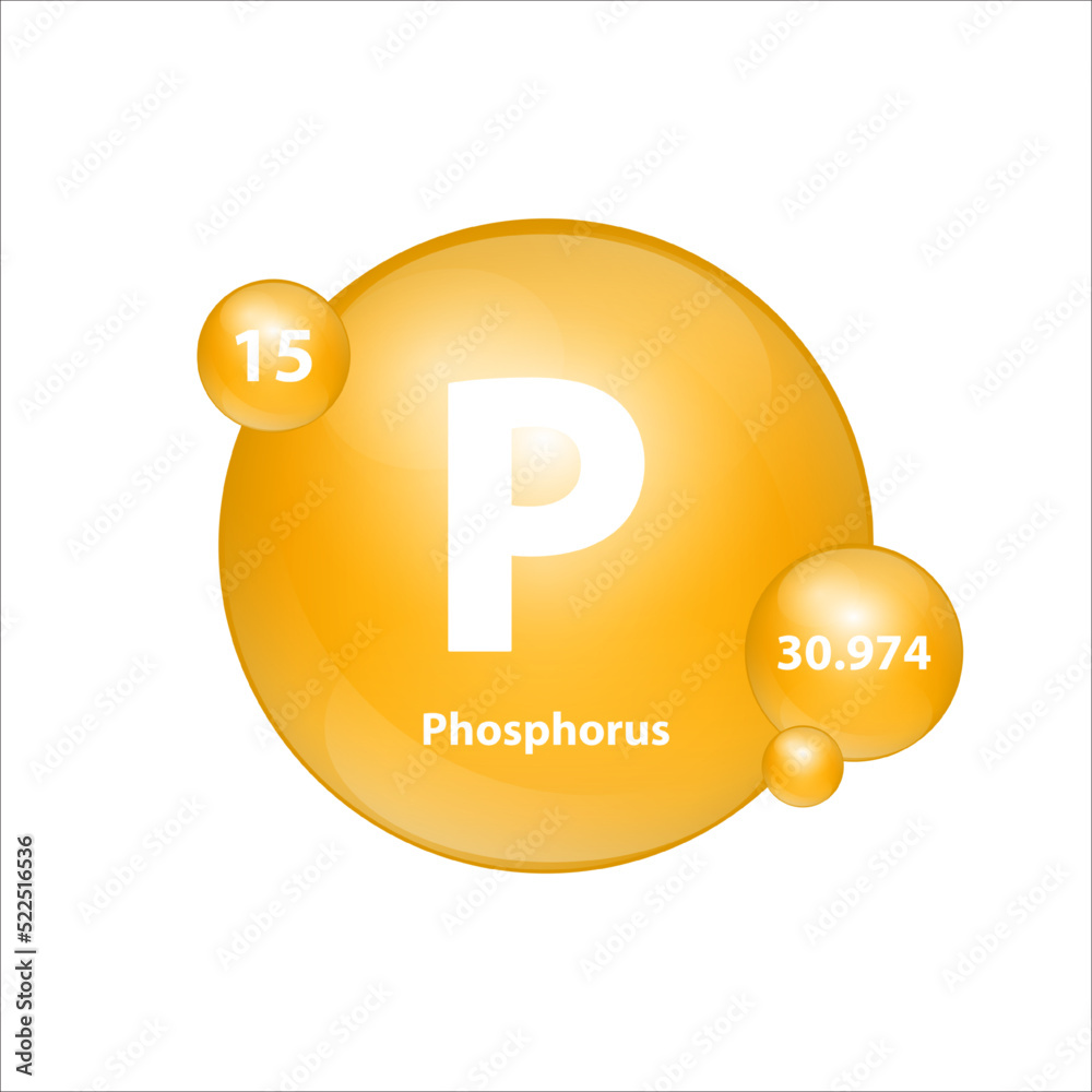 Phosphorus (P) icon structure chemical element round shape circle ...