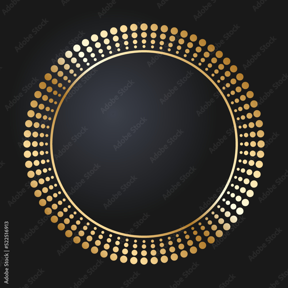Beautiful round golden frame. Festive design. Gold border. Round frames ...