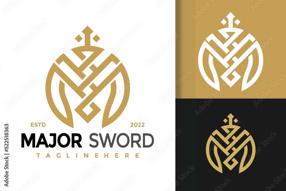 Letter M Sword Logo Design, brand identity logos vector, modern logo ...