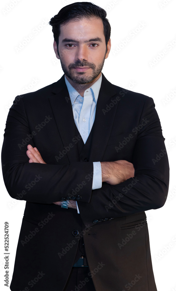 Isolated Business Man with Crossed Arms Pose on Transparent Background ...